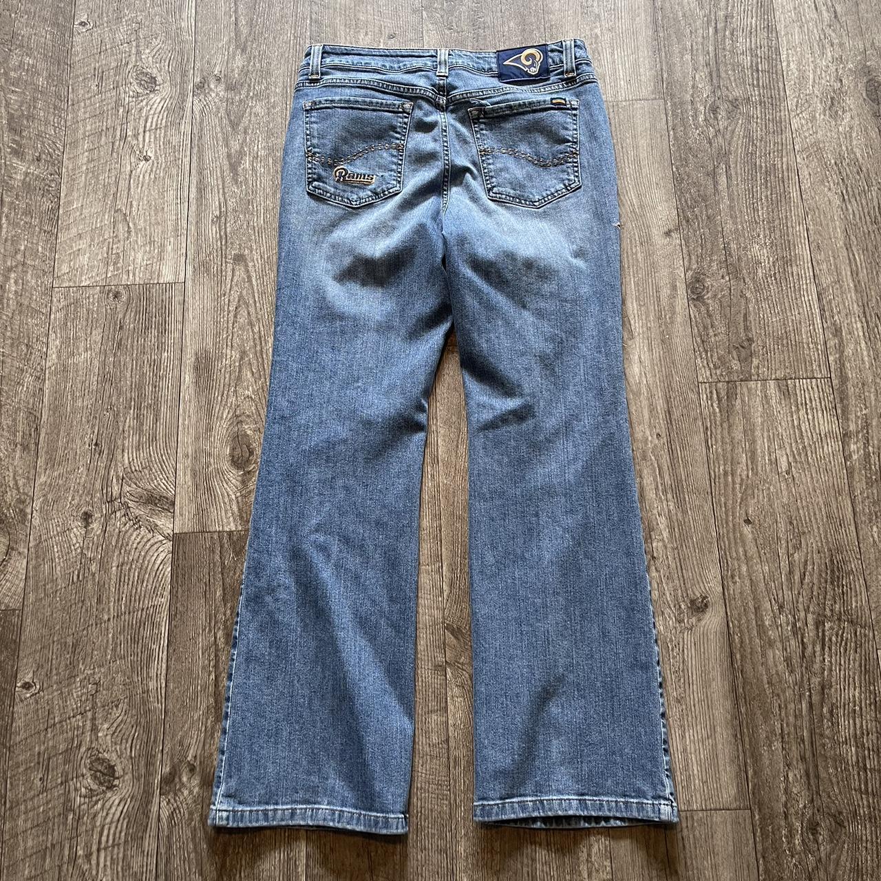 Y2K NFL cheerleader bootcut rams denim jeans Tagged... - Depop