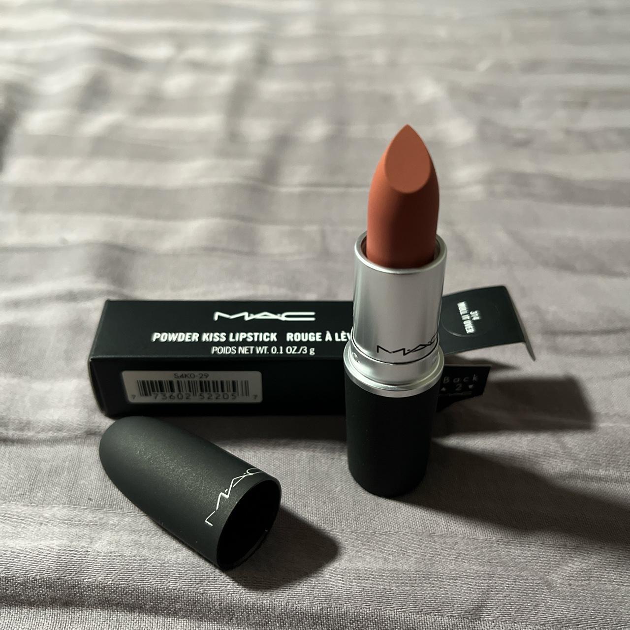 mac powder kiss lipstick in the shade mull it... - Depop