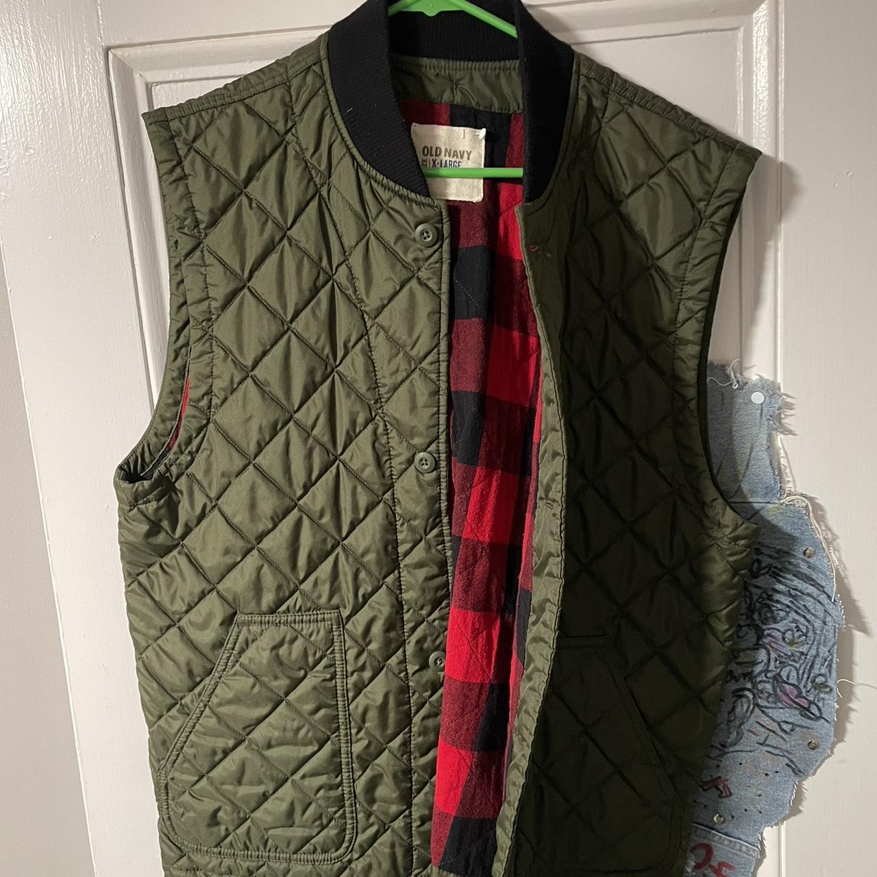 Dope Old Navy flannel lined puffer vest. Grandpa... - Depop