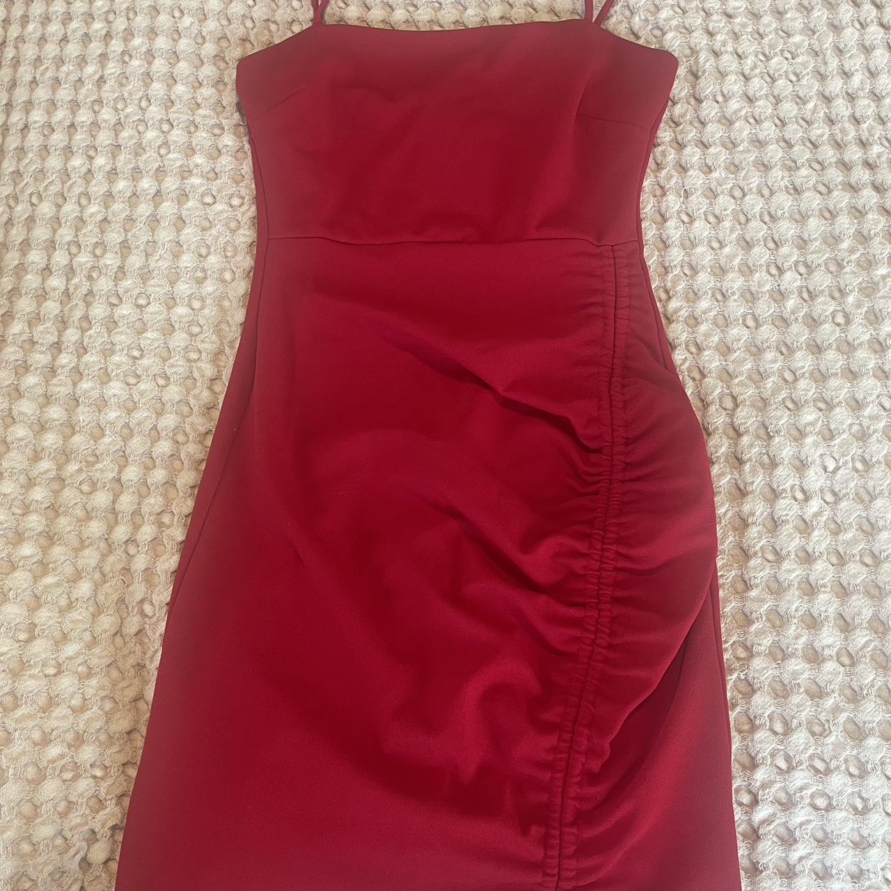 Red windsor tie side dress Worn once in perf... - Depop