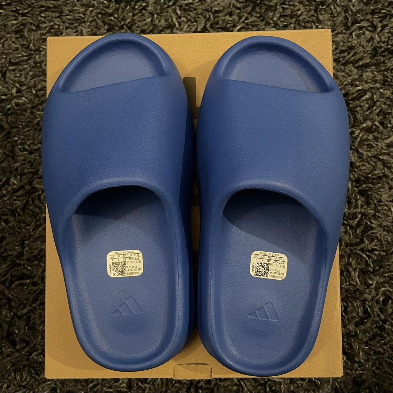 Adidas Women's Blue Slides | Depop