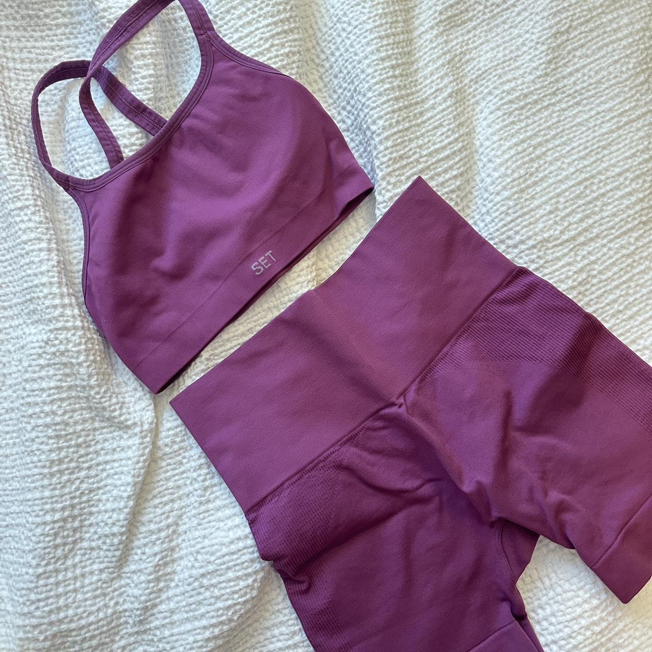 set active purple set both size s sculpt flex material - Depop