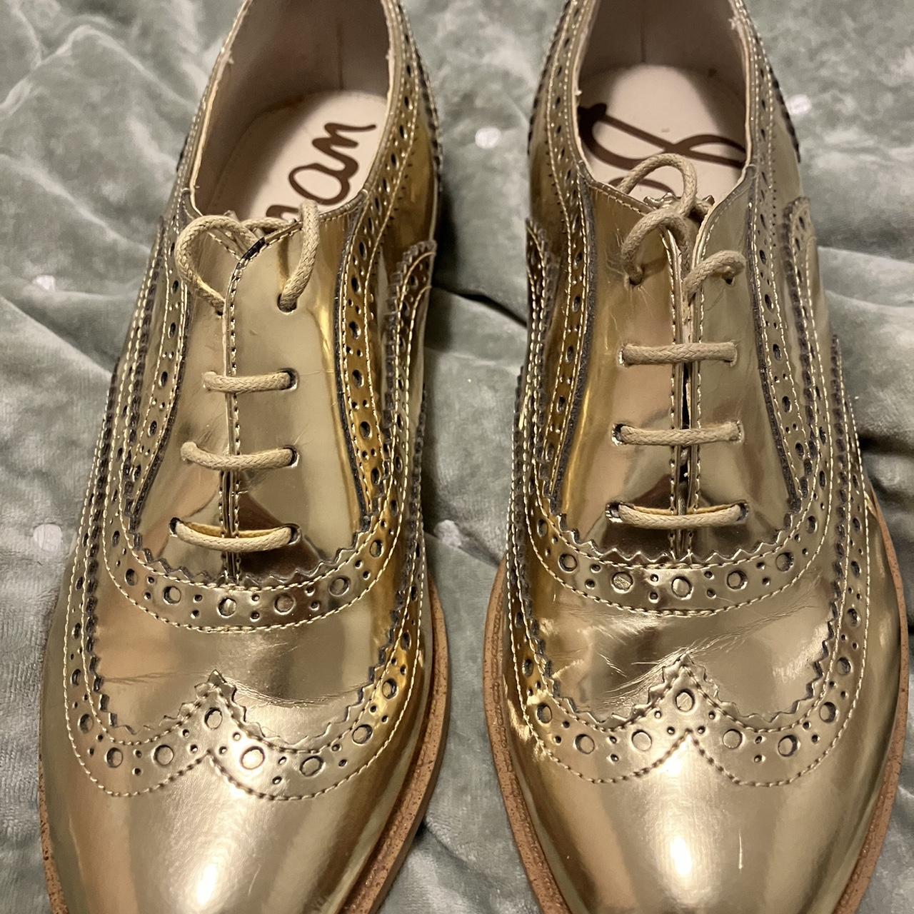 Sam Edelman Gold Oxfords Size 7, minor signs of wear... - Depop