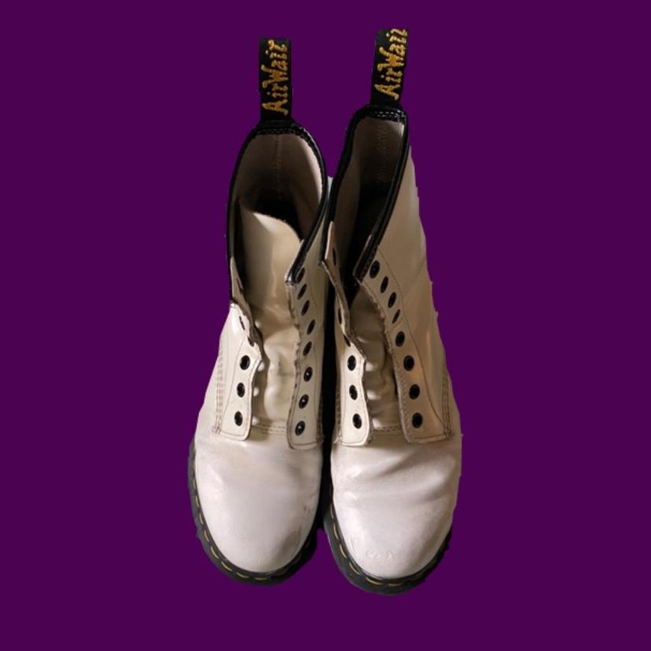 White Dr. Martens boots, scuffing and other signs of... - Depop