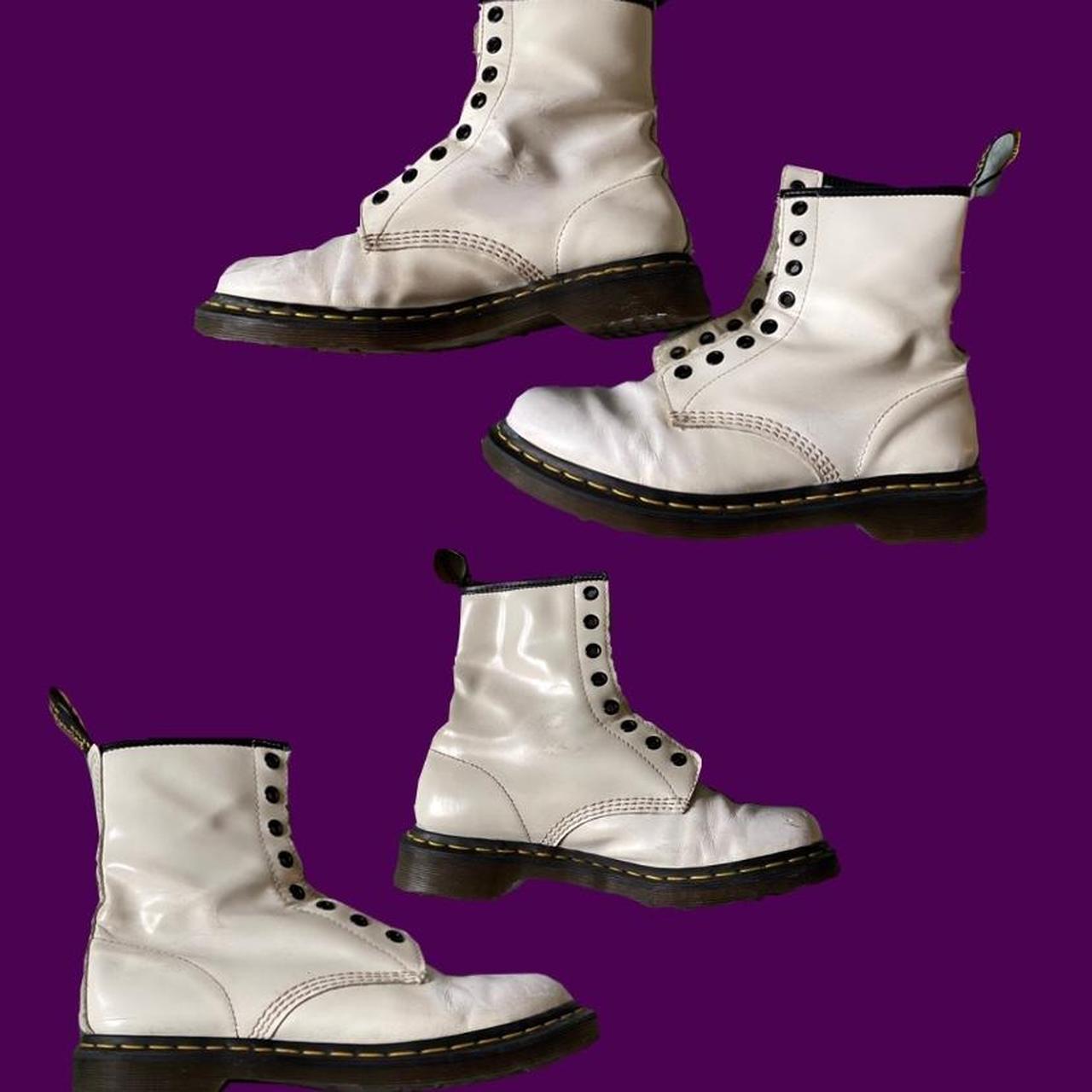 White Dr. Martens boots, scuffing and other signs of... - Depop