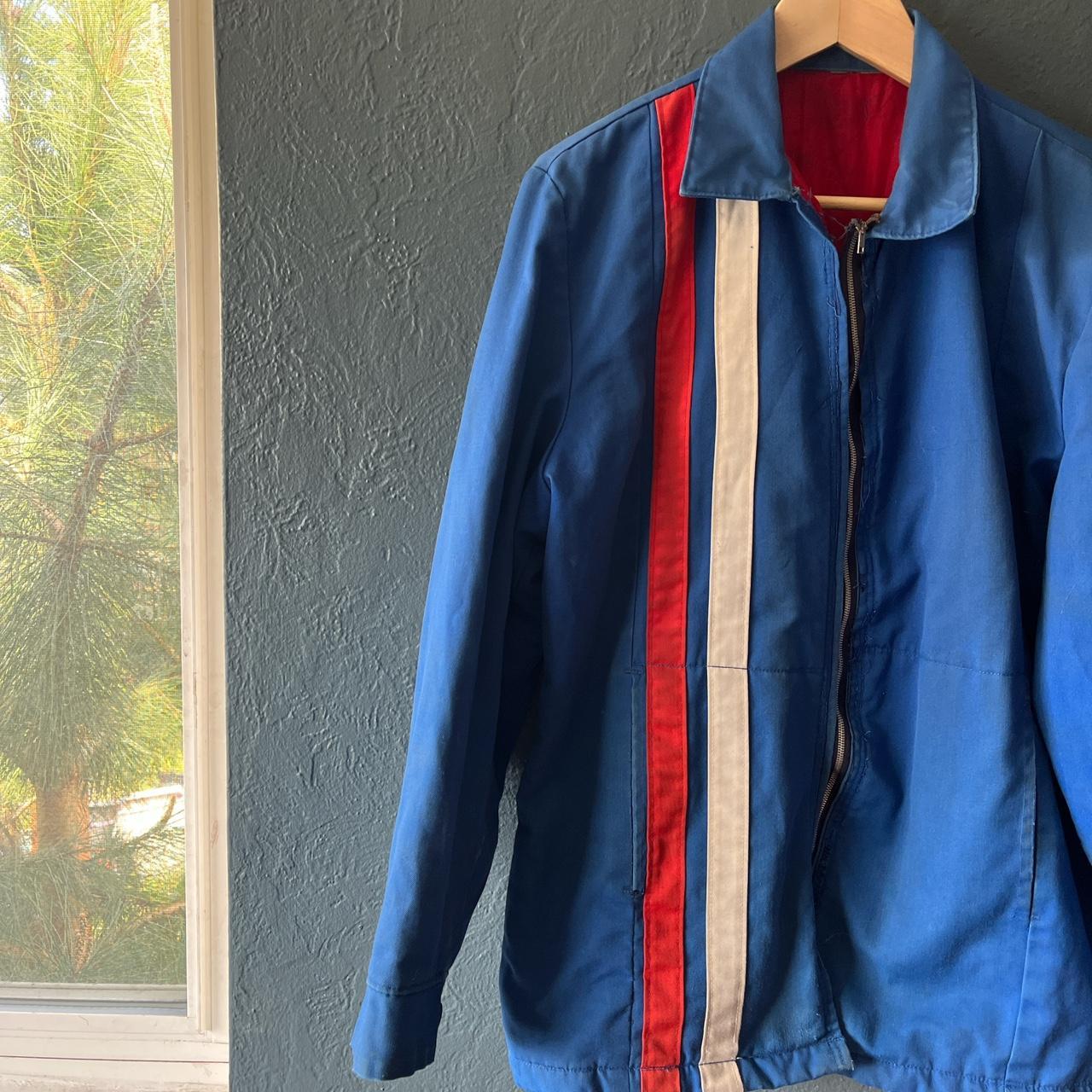 Vintage mechanic jacket Red and white stripes Hand... | Depop