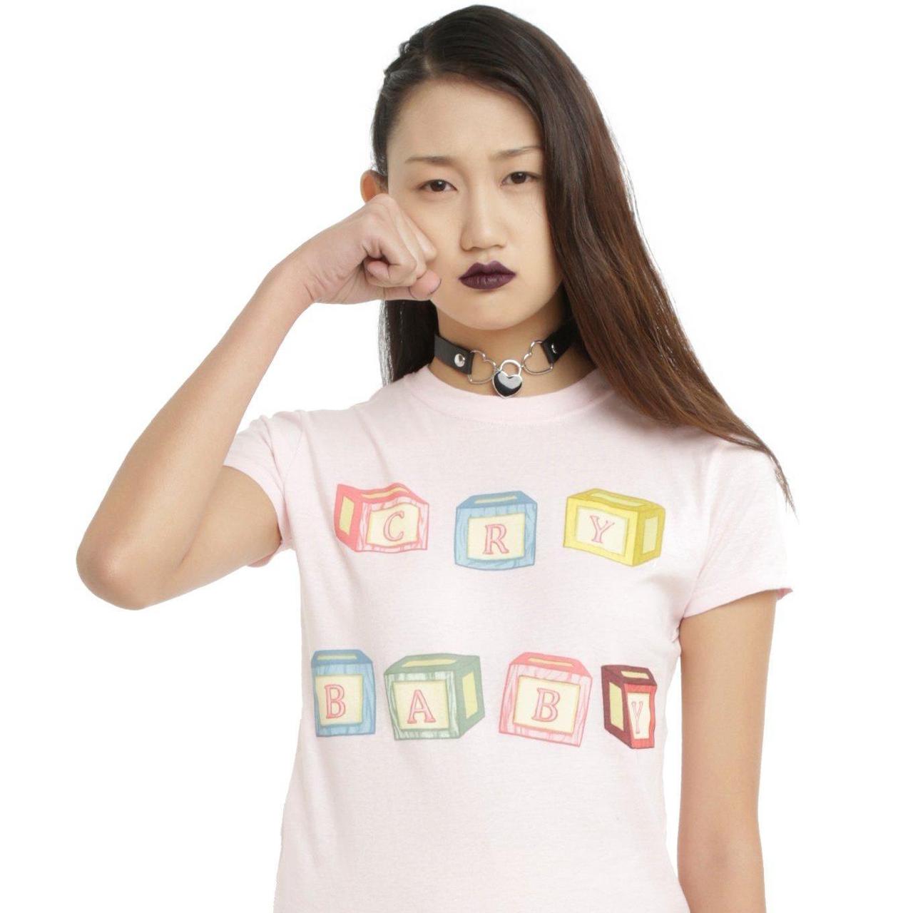 Hot Topic Women's Pink and White T-shirt | Depop