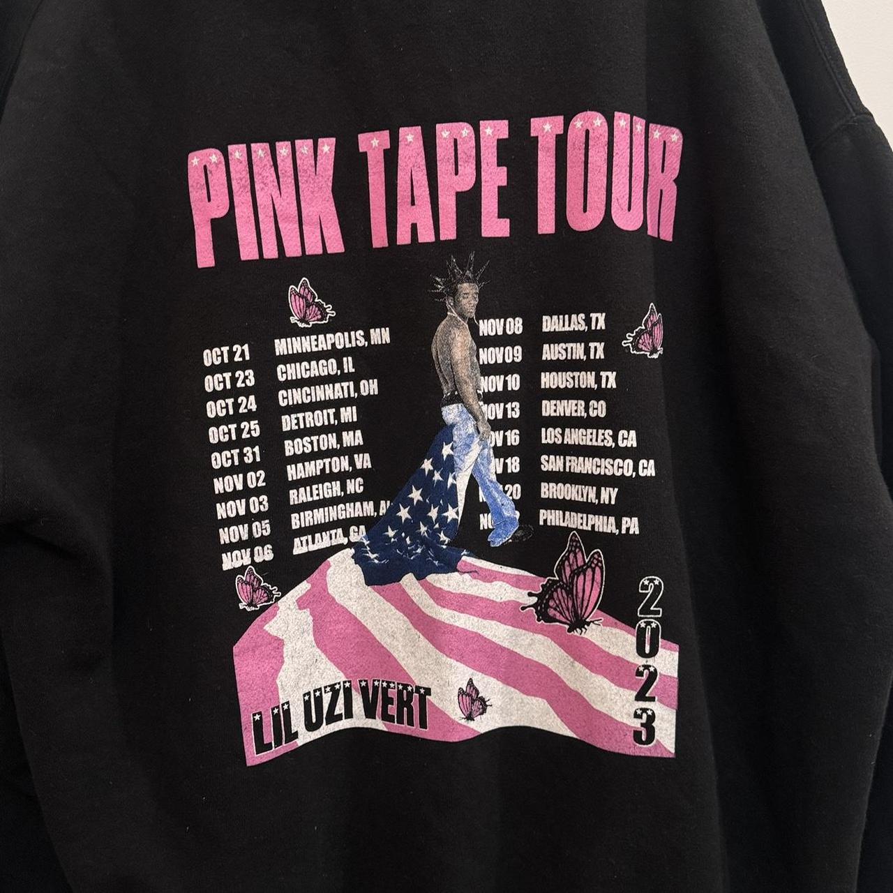 lil uzi vert pink tape tour hoodie merchandise... | Depop
