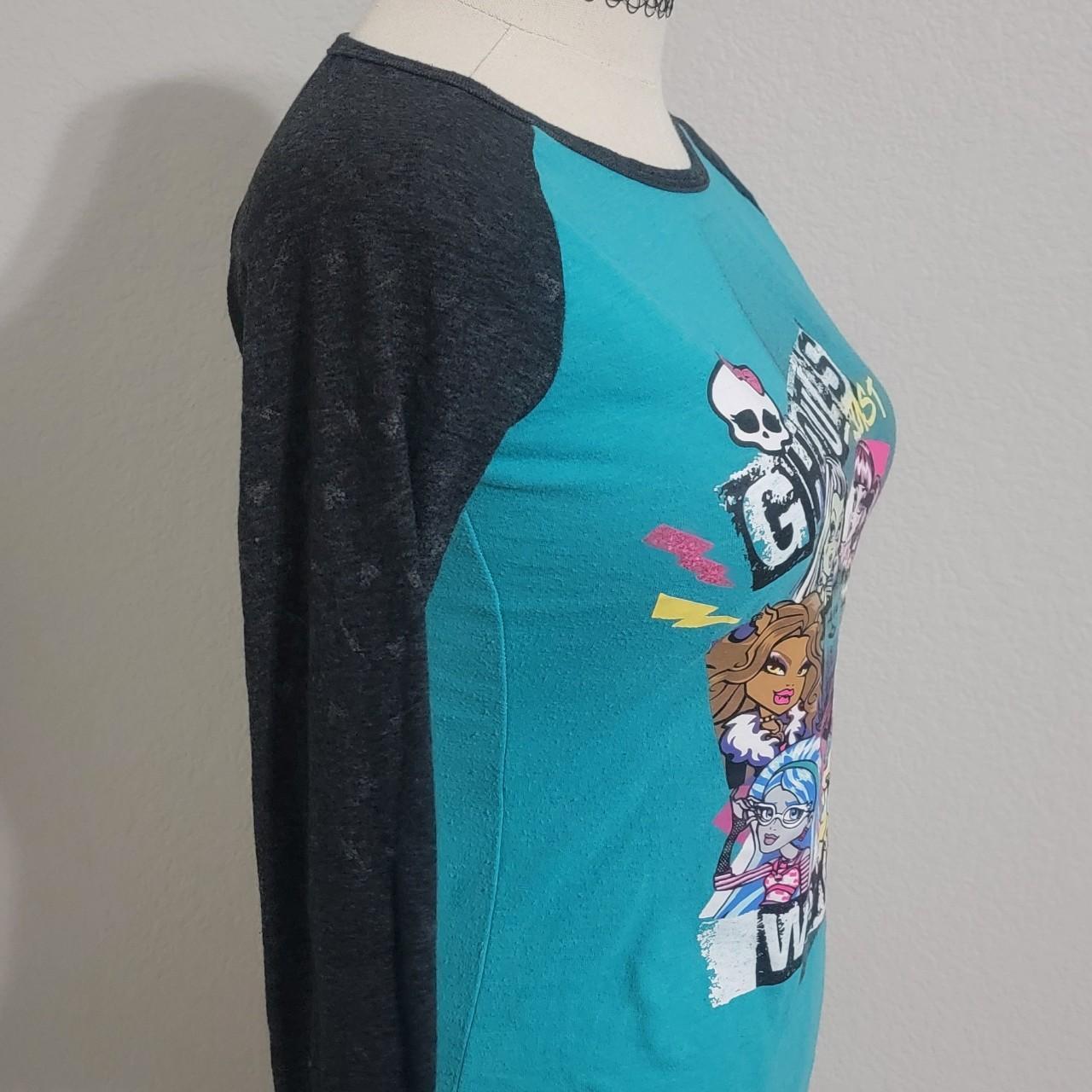 Monster High top with gray long sleeves (hearts &... - Depop