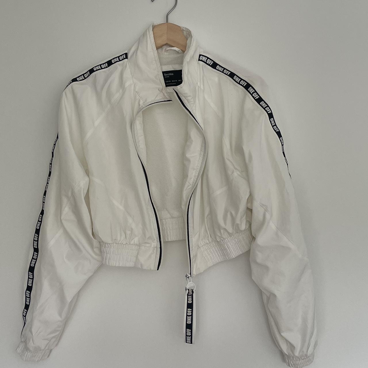 WHITE WINDBREAKER JACKET - white lightweight jacket... - Depop