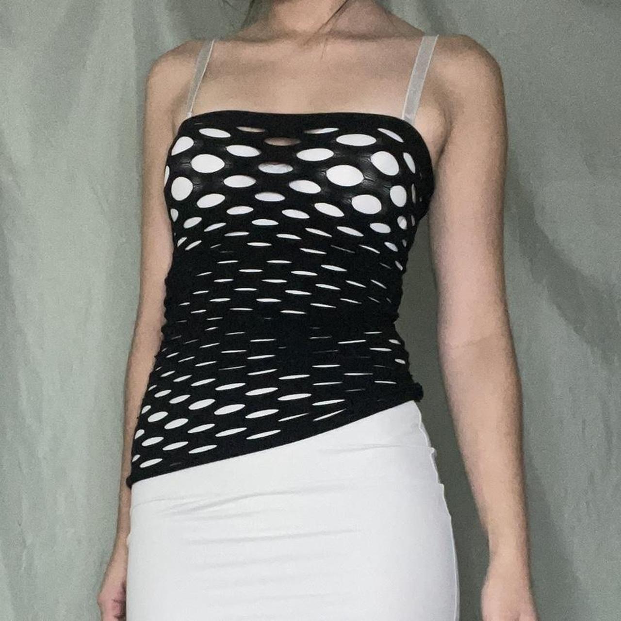 Black Fishnet Mesh Dress strapless coverup could... - Depop