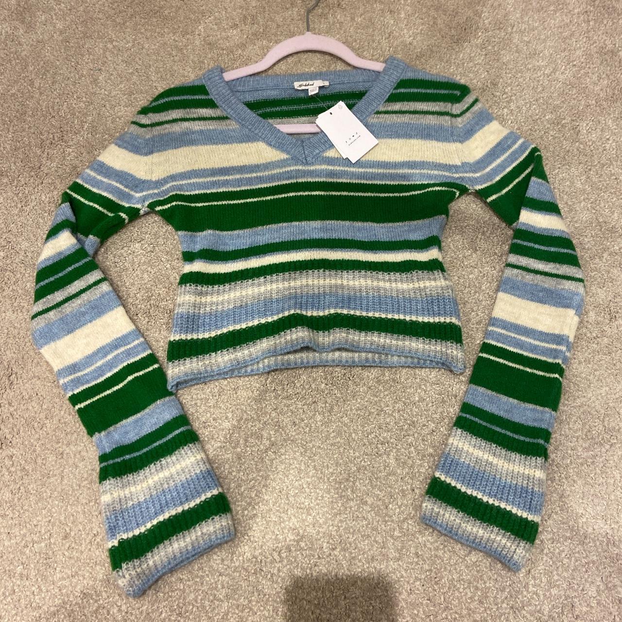 Brand new striped subdued jumper with flared sleeves... - Depop