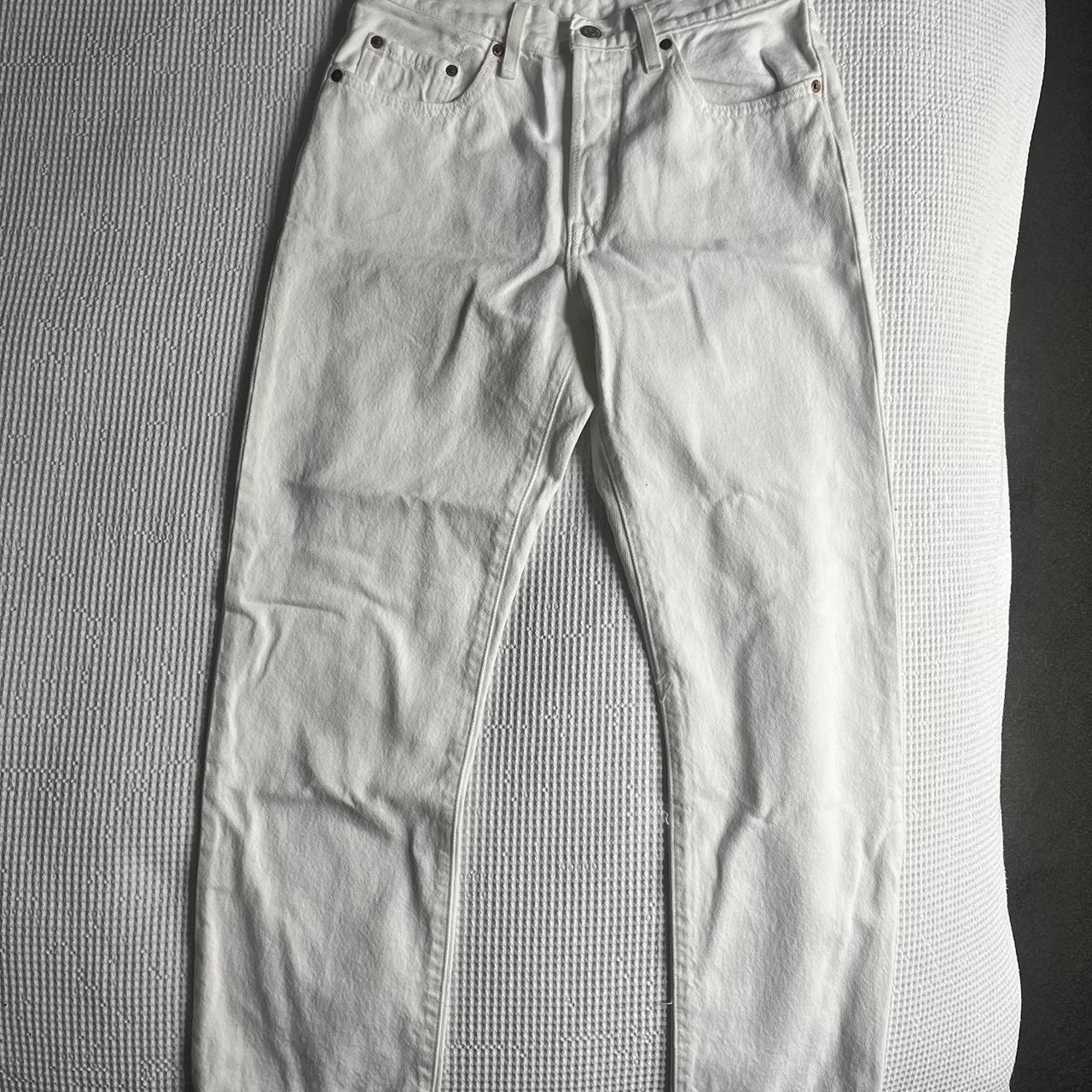 NEW LEVI WHITE JEANS 501 WAIST 27” measures 36cm... - Depop