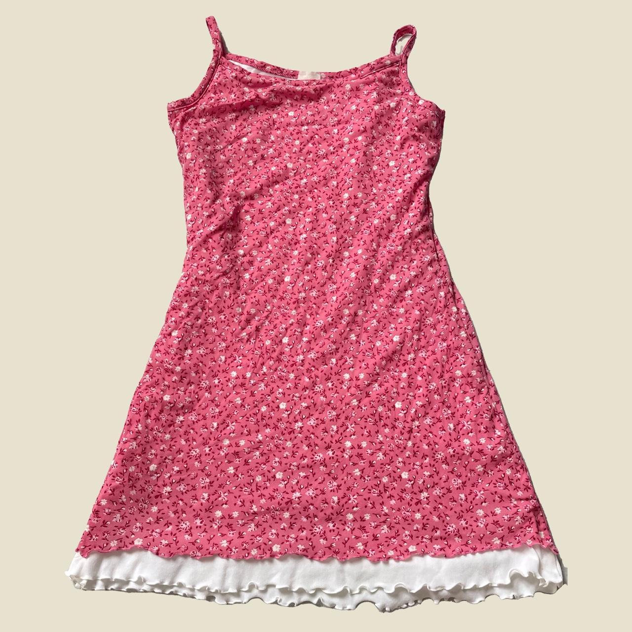 Cutest micro mesh floral dress with pink under... - Depop