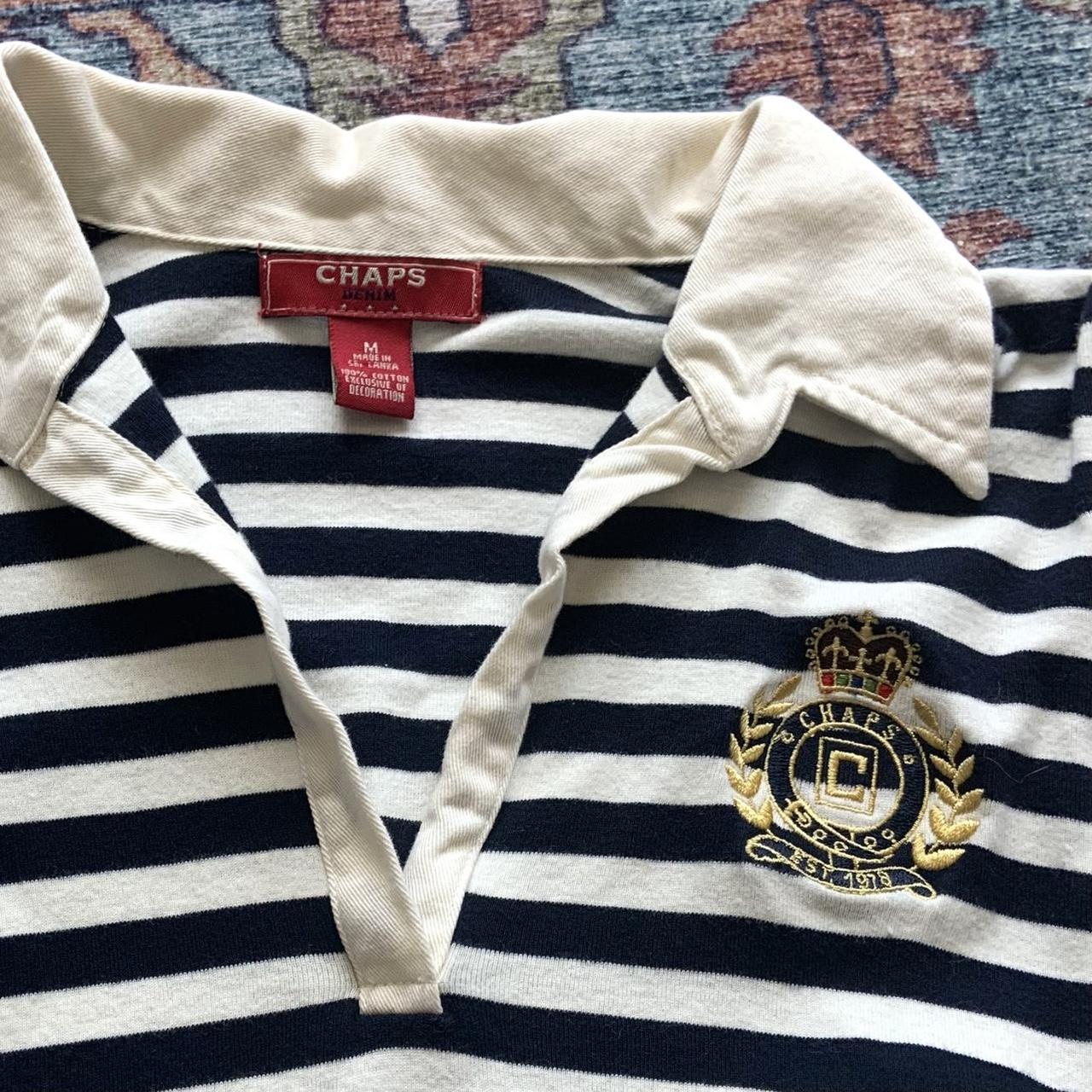 Form fit collared long sleeve Chaps embroidered logo - Depop