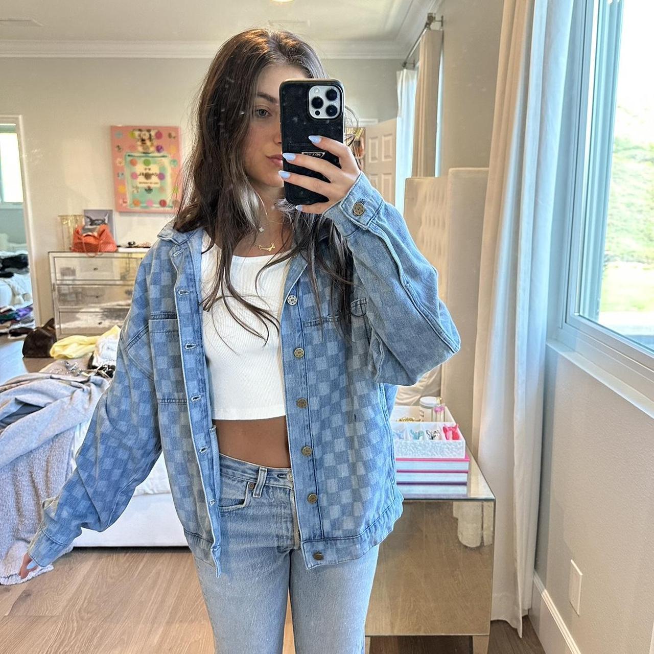 LAZY OAF checkered denim jacket Oversized fit - Depop