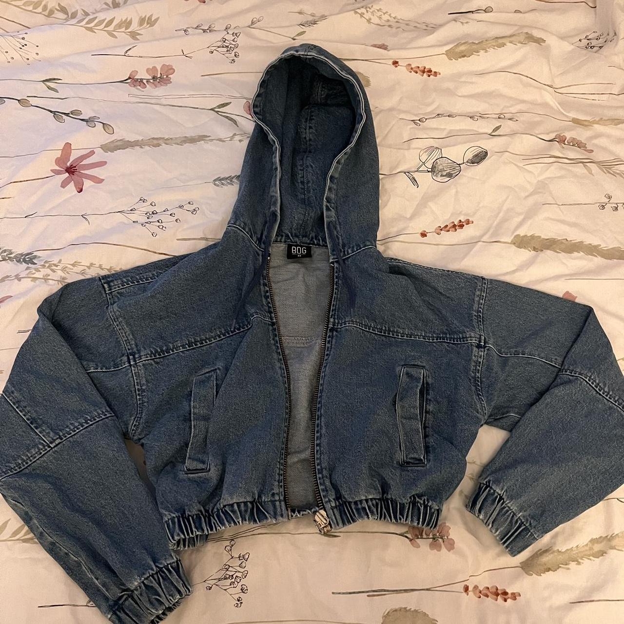Urban Outfitters BDG oversized cropped hooded blue... - Depop