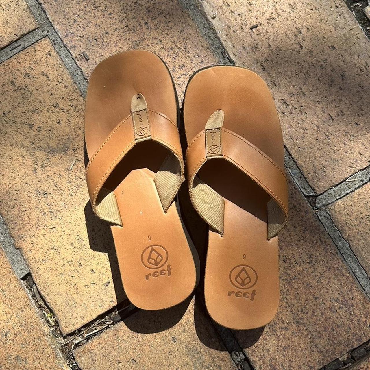 vintage reef platform leather sandal flip flops (2... - Depop