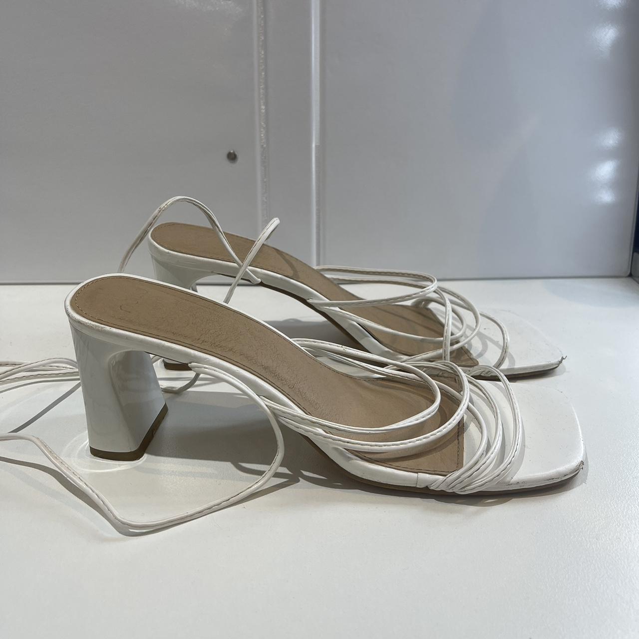 novo wrap around strappy white heels | Depop