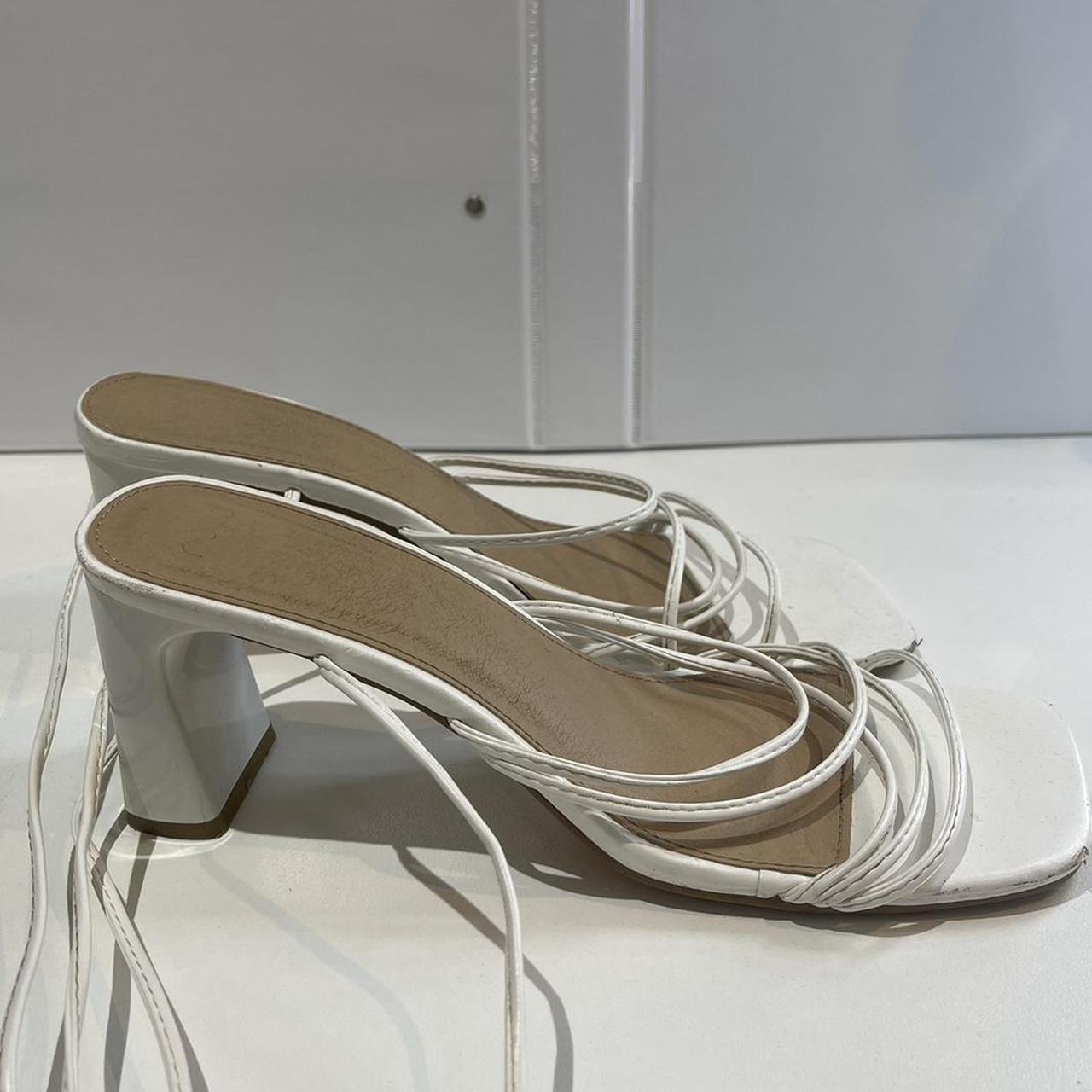 novo wrap around strappy white heels | Depop