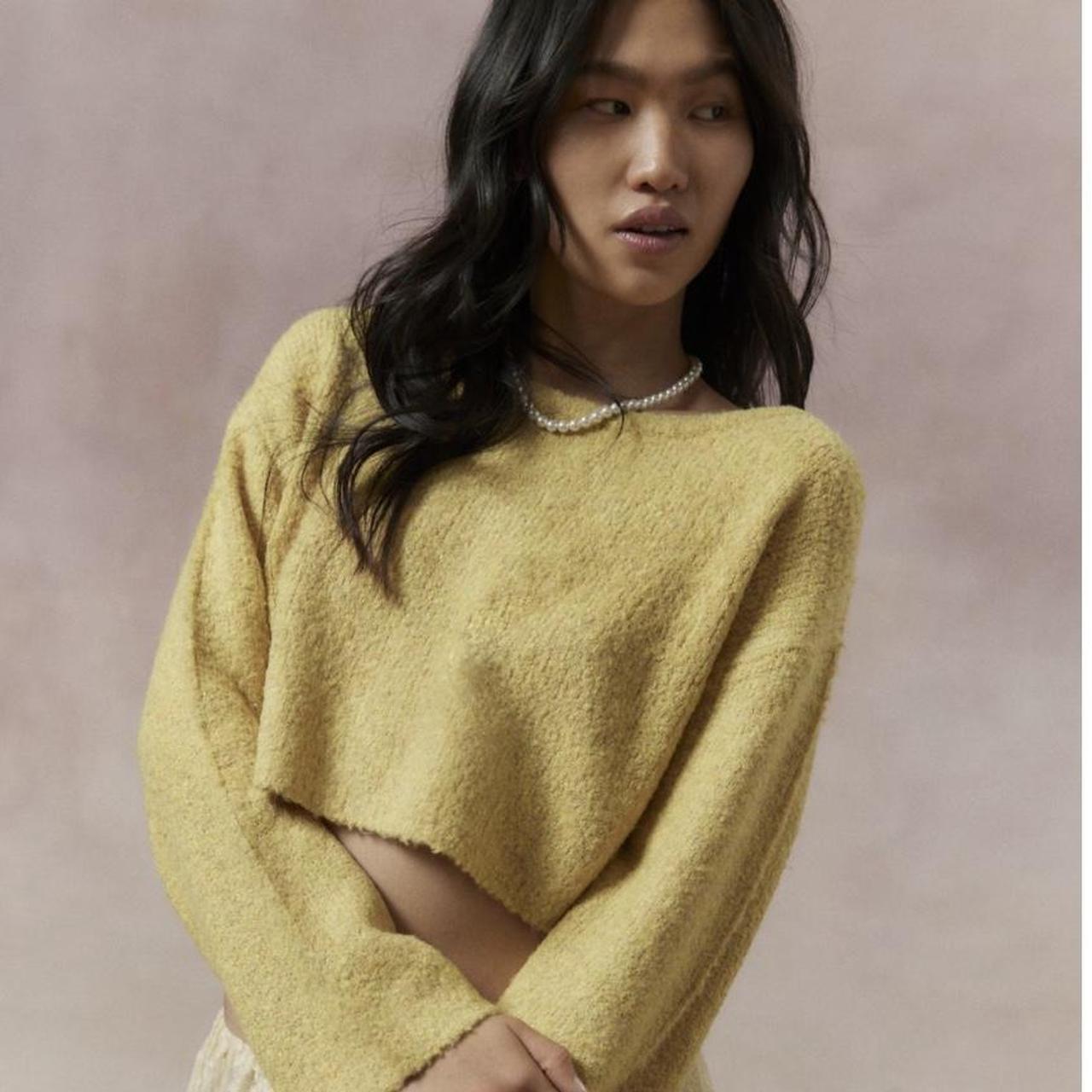 Yellow cropped sweater - so cute and comfy! From... - Depop