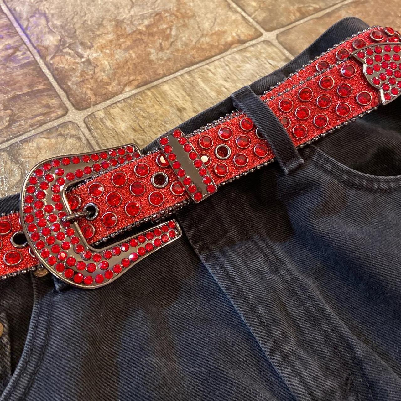 Red Jewels Bb Simon Esque Clone Belt Good Quality Depop