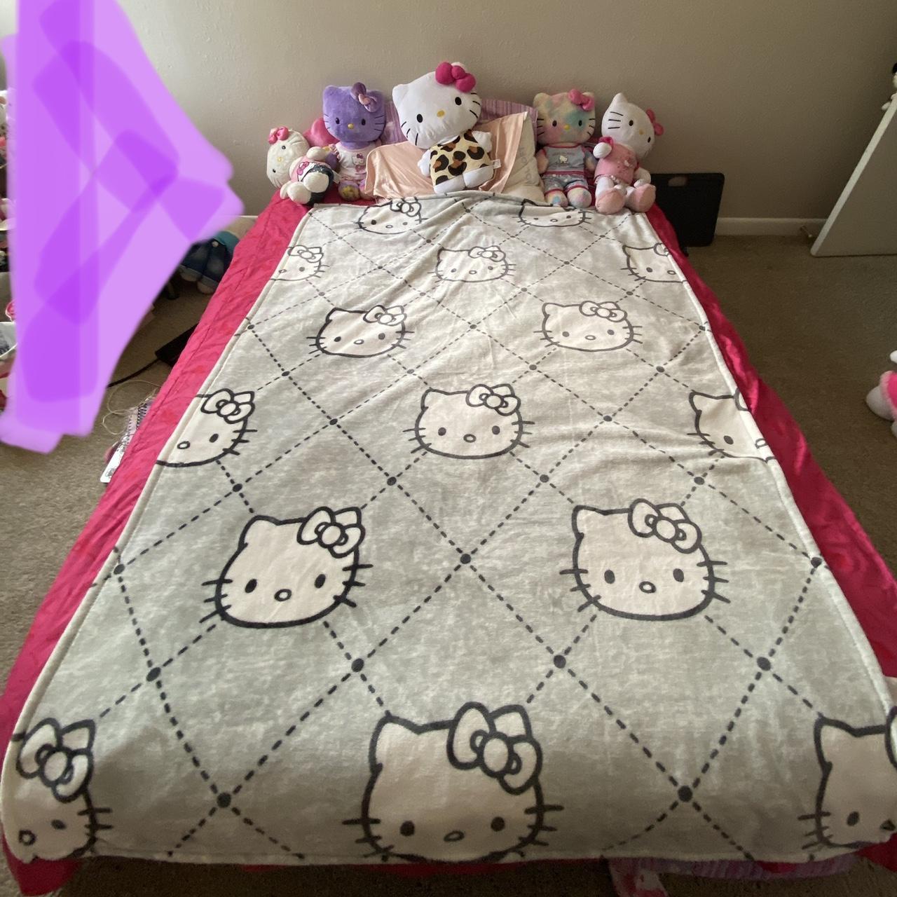 2023 Hello Kitty Grey Blanket 50”x70” Blanket Like... - Depop