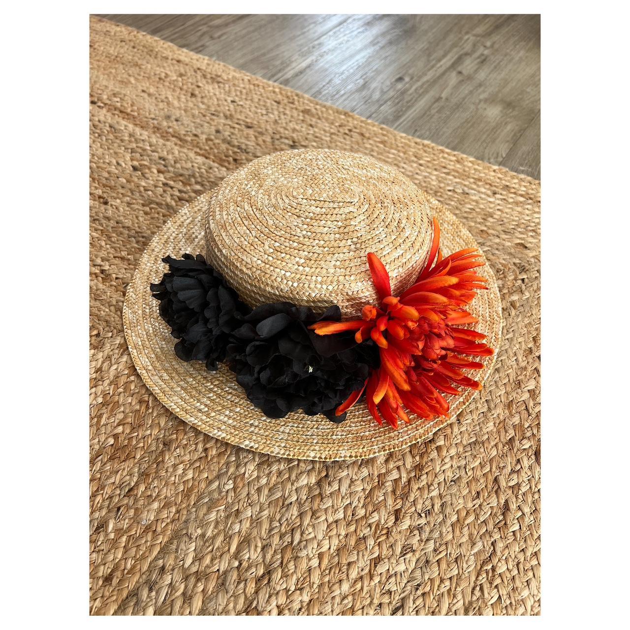 Zara raffia hat with flowers. Size S. Worn once for... - Depop