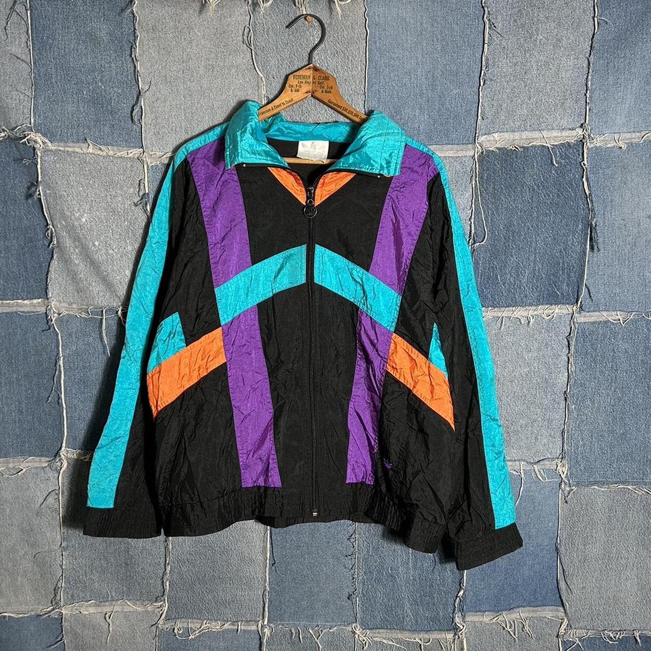 Vintage 80s Adidas Colorful Windbreaker Jacket No... - Depop