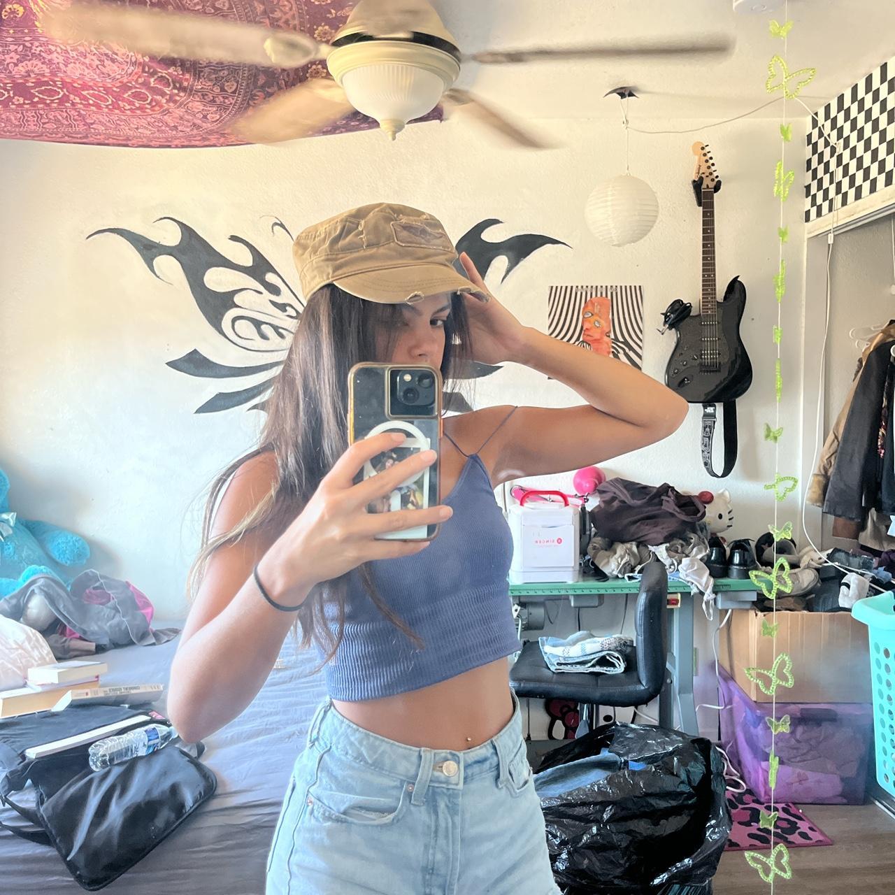 grungy bratz y2k hat army green w embroidery - Depop