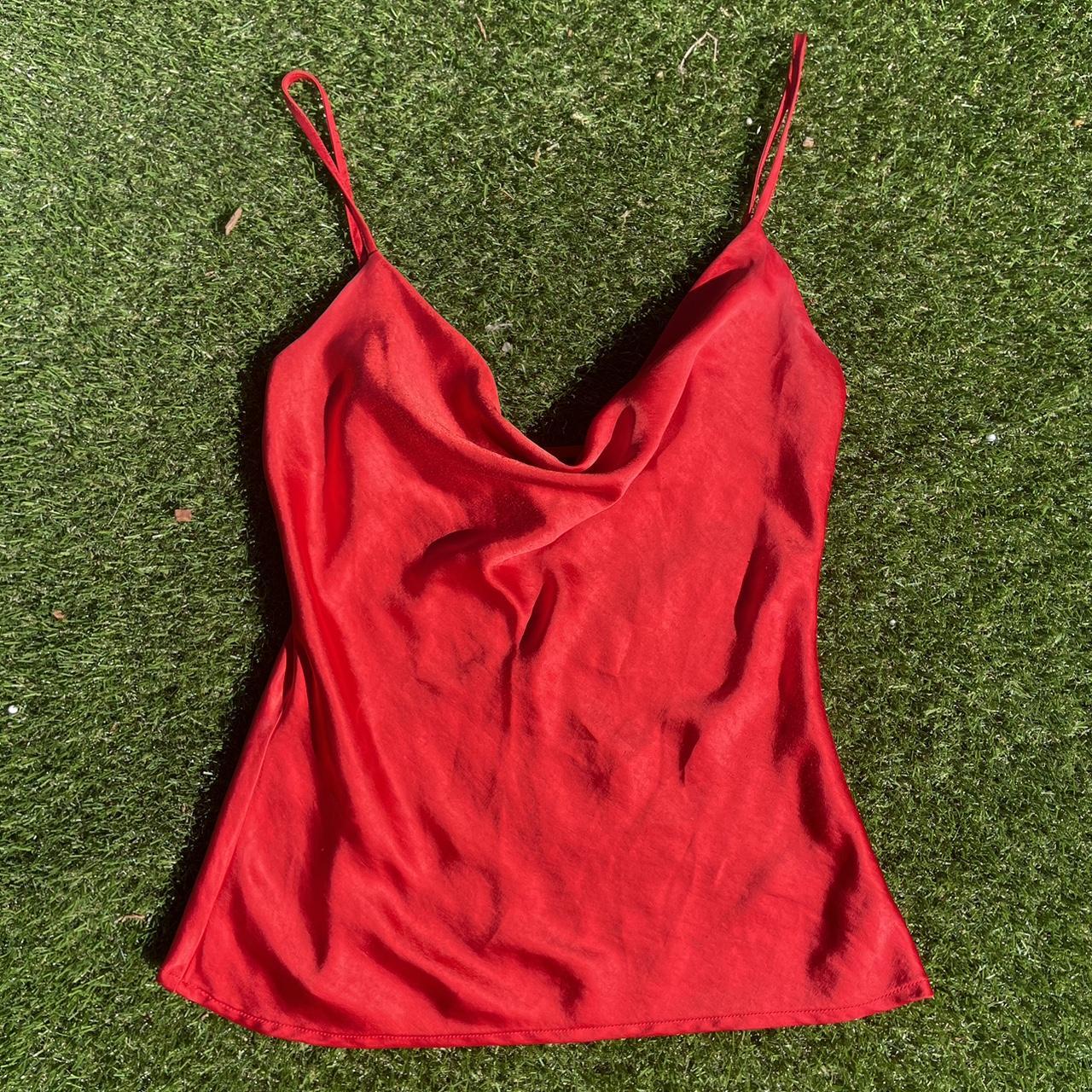 beautiful red silk tank top - size medium - brand:... - Depop