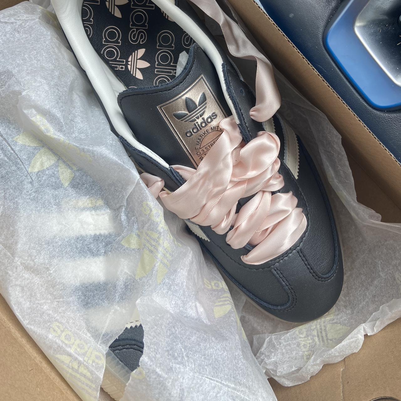 Adidas sambas w pink ribbon laces BNWT, never worn... - Depop