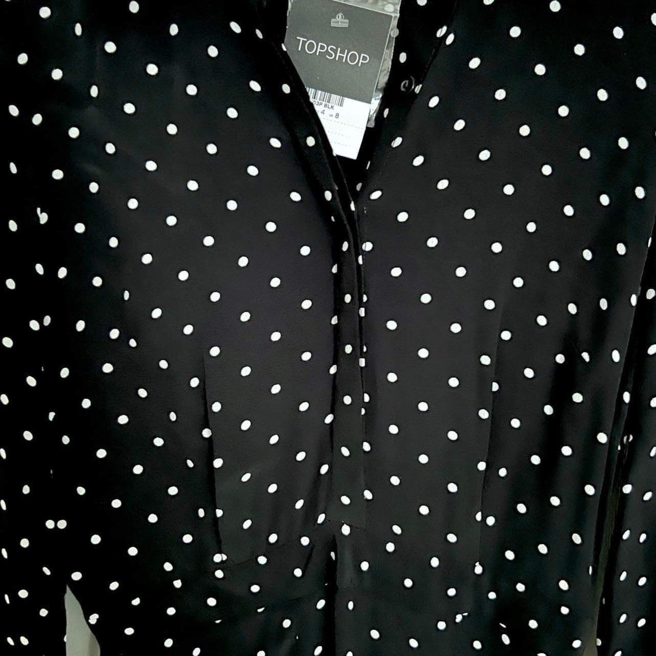 Topshop black and white spot maxi dress with split... - Depop