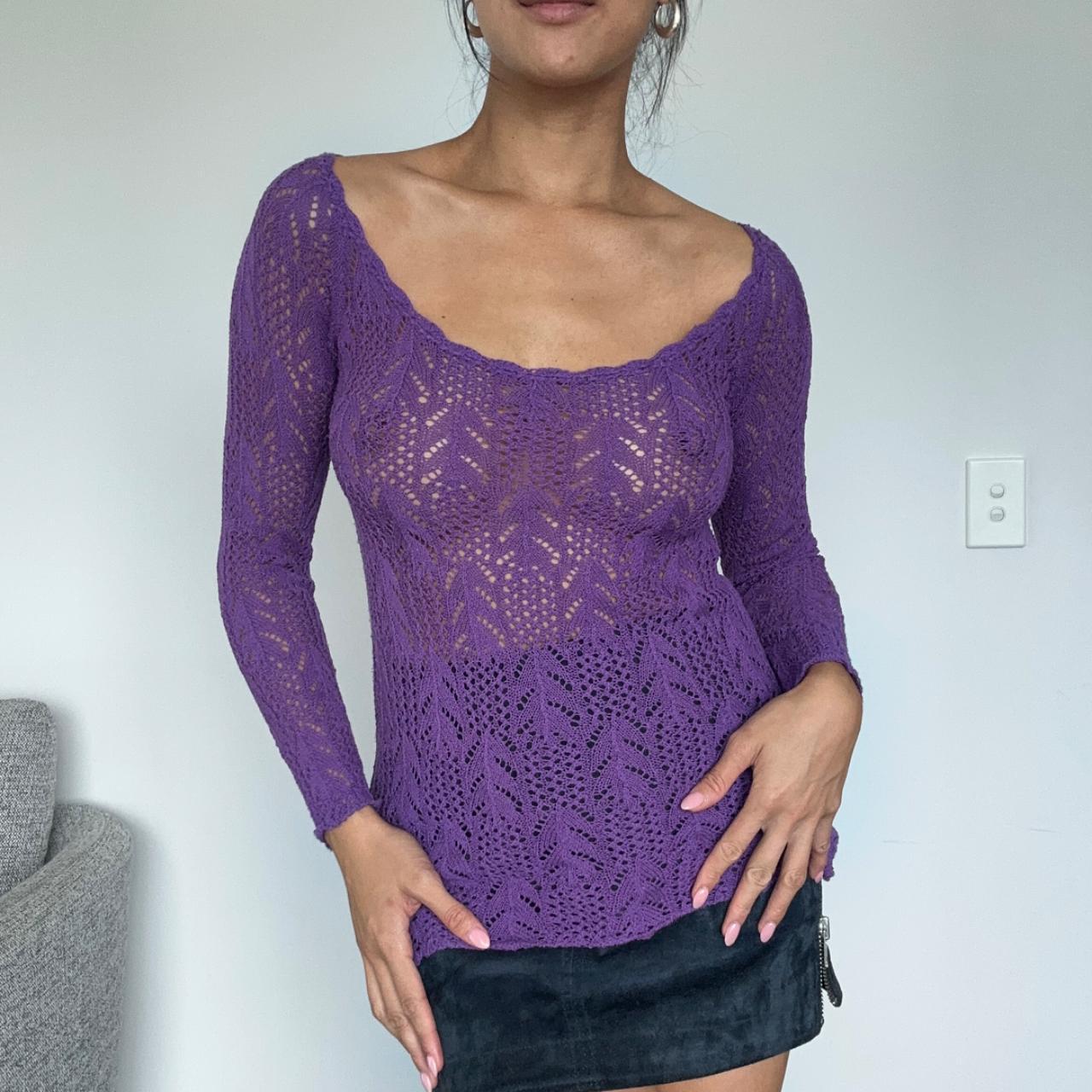 Preloved knit top. Unbranded, one size. Shown on an... - Depop