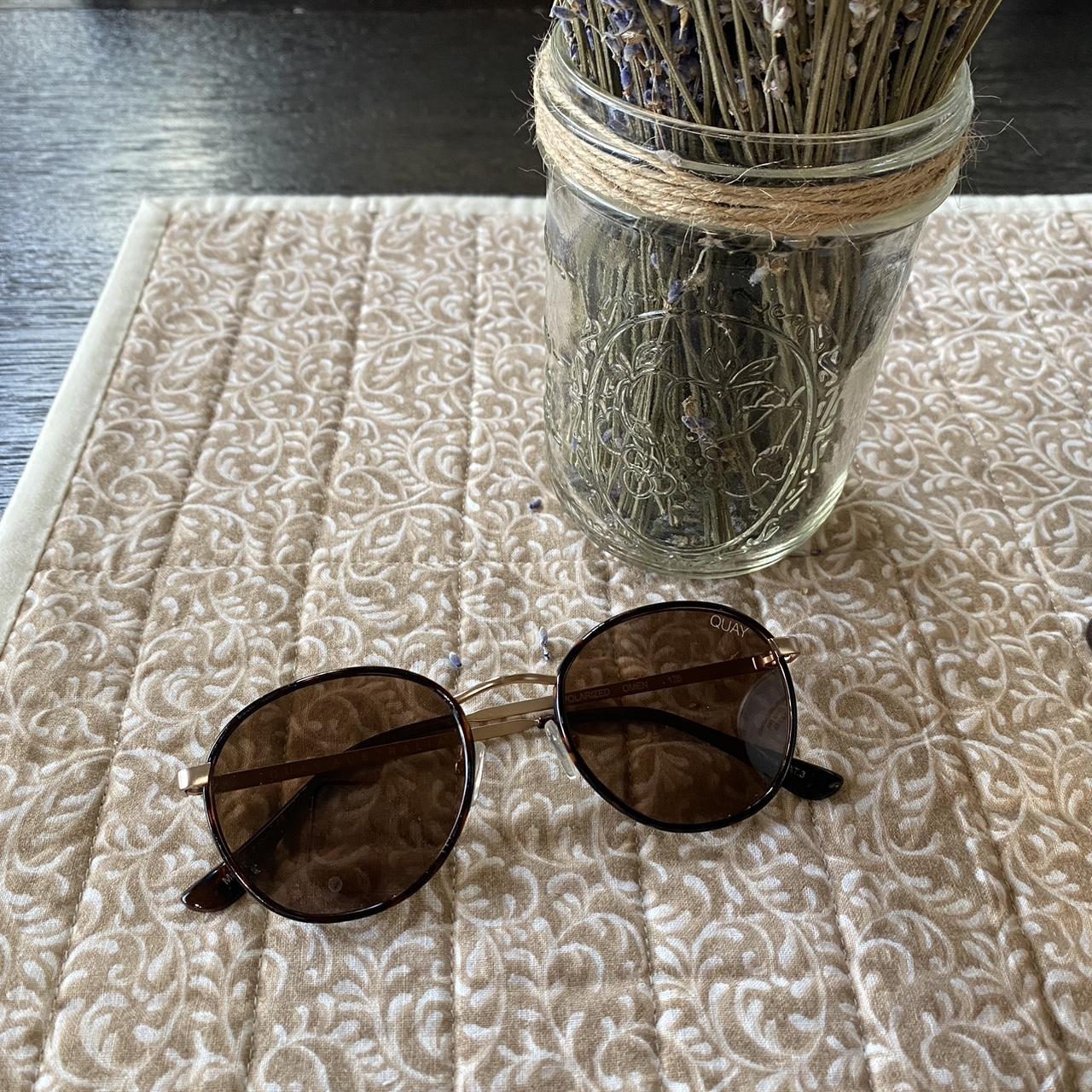 Quay Australia Womens Brown And Gold Sunglasses Depop
