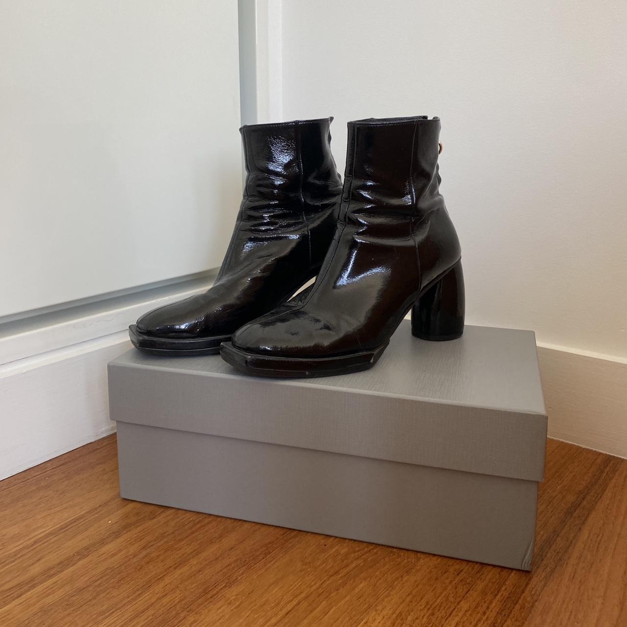 REIKE NEN PATENT LEATHER BOOTS. Gold zipper... - Depop