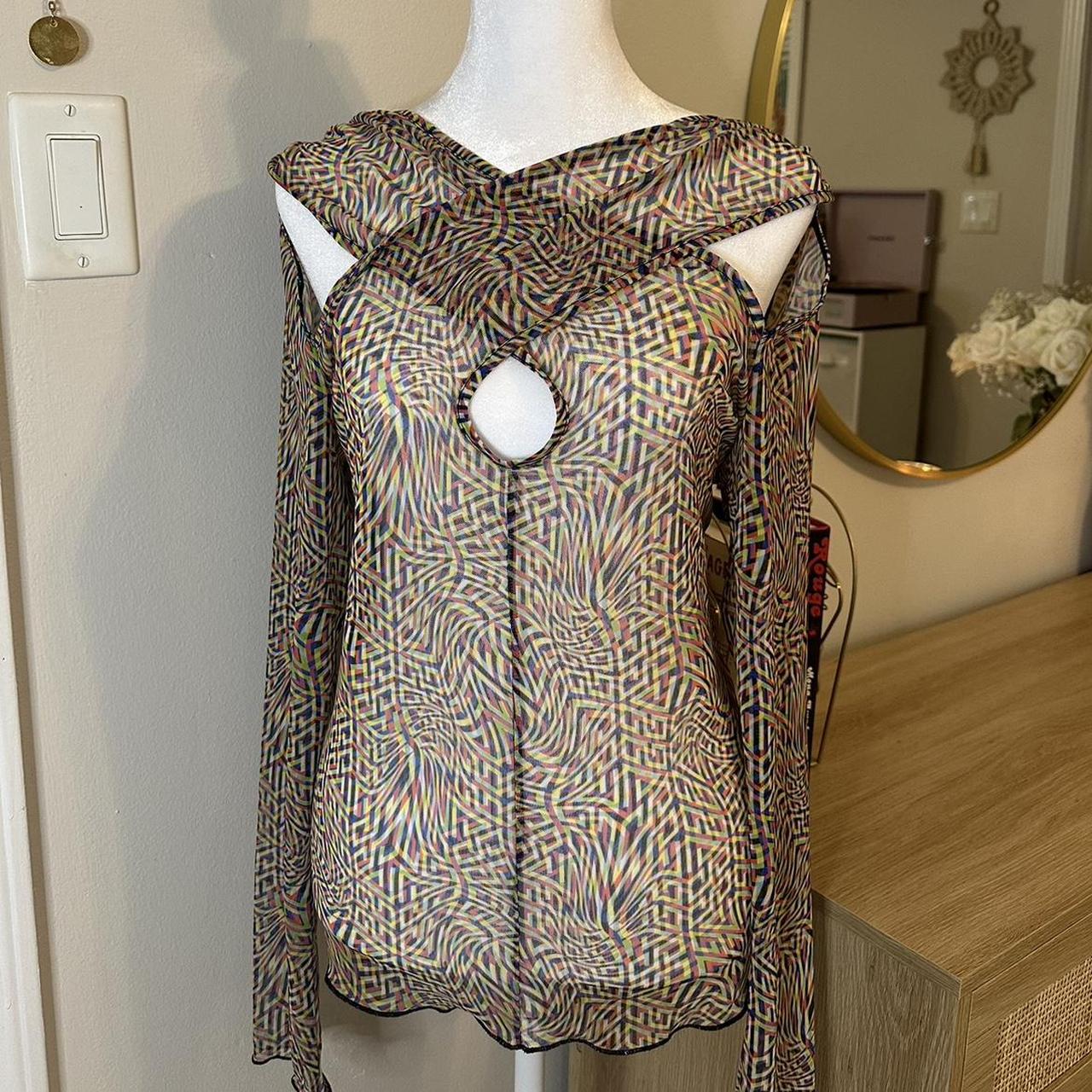 ASOS curve multicolored sheer top Gently used, no... - Depop