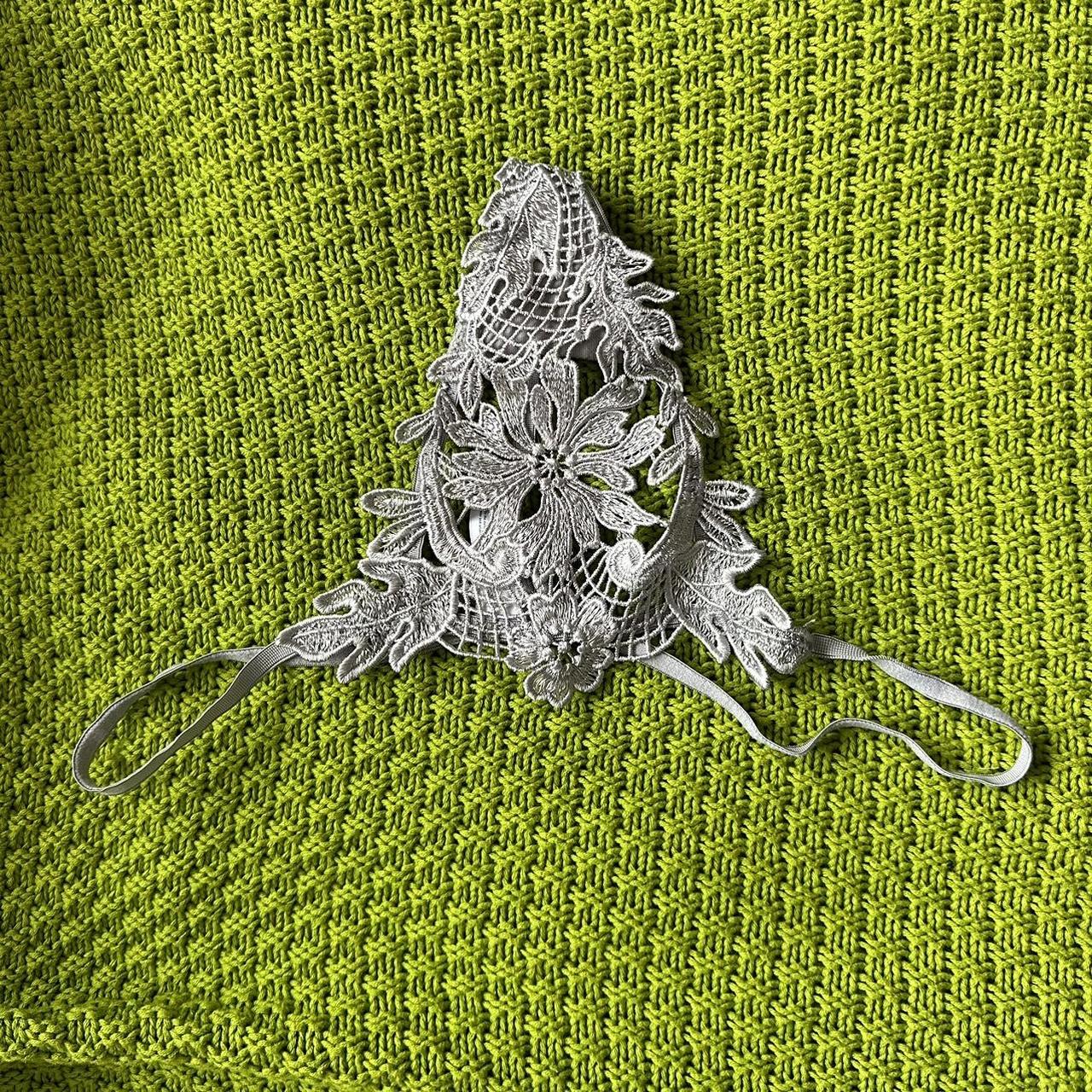 Silver lacey bralet with adjustable back Size M... | Depop