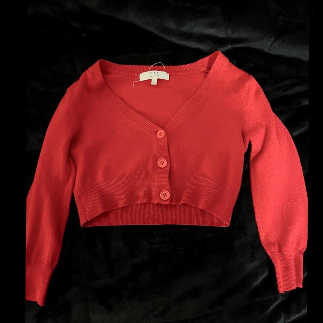 Cute red cropped sweater Great condition Size tag... - Depop