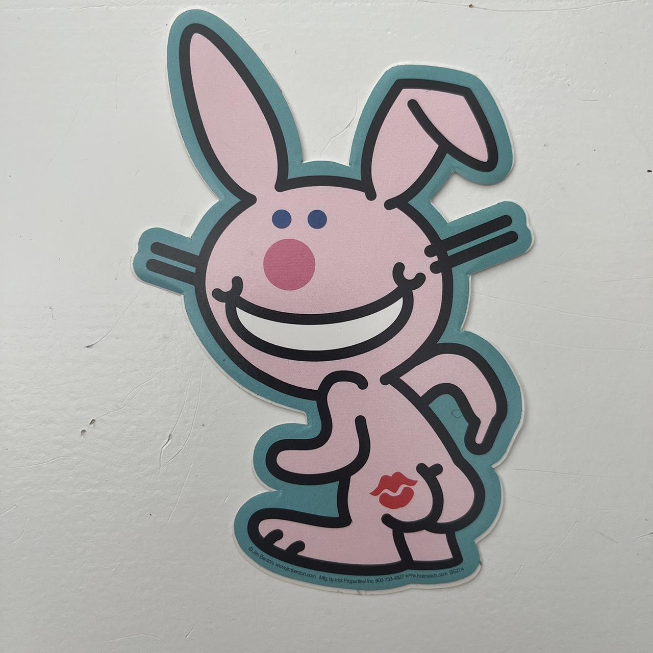 Cute deadstock 90s jim benton happy bunny sticker... - Depop