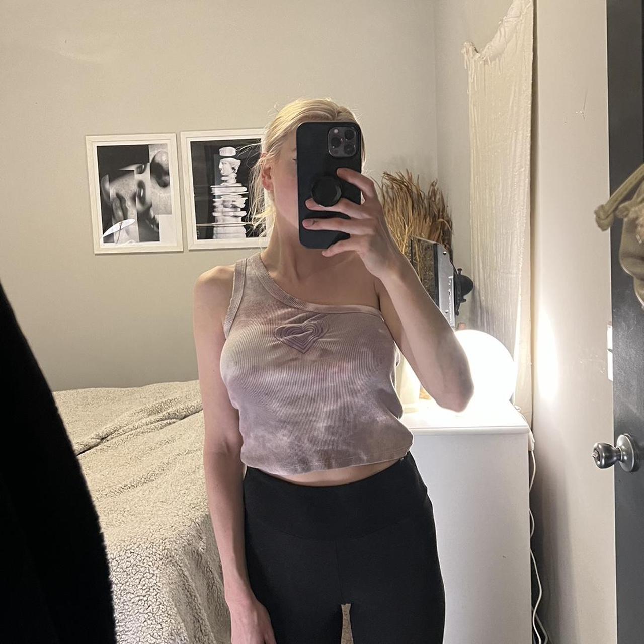 One shoulder tye die shirt Only worn a couple times... - Depop