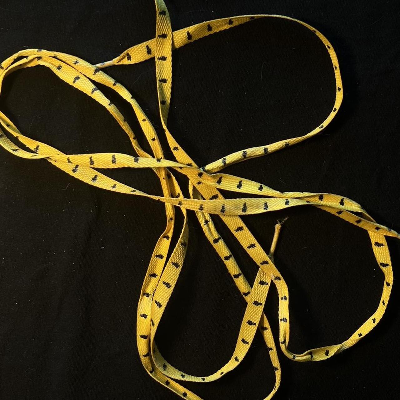 yellow dsam blohsh billie eilish laces signs of wear... | Depop