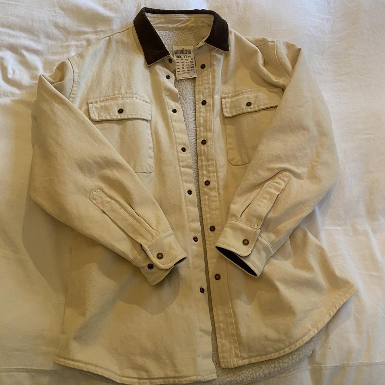 brandy melville cream sherpa jacket new with... - Depop
