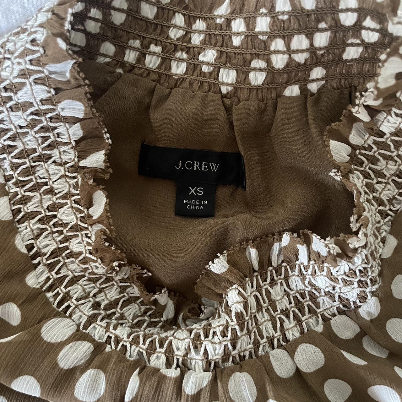 tiered brown and white polka dot j crew maxi dress.... - Depop