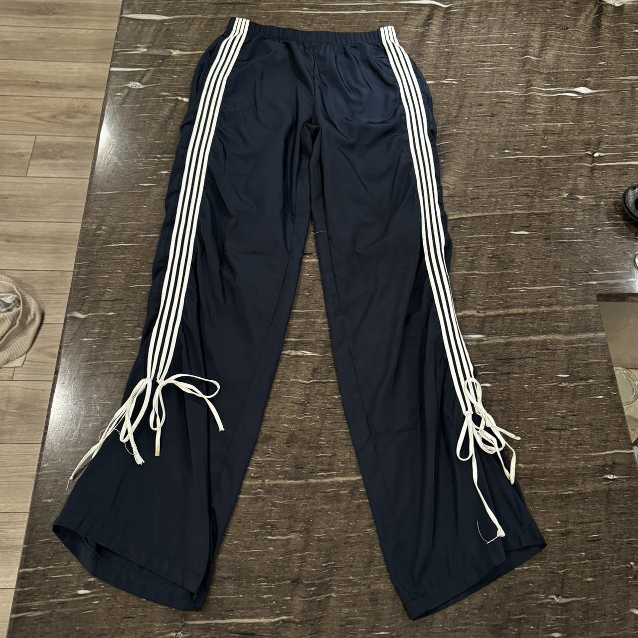 Edikted navy track pants with bows. Barely worn.... - Depop