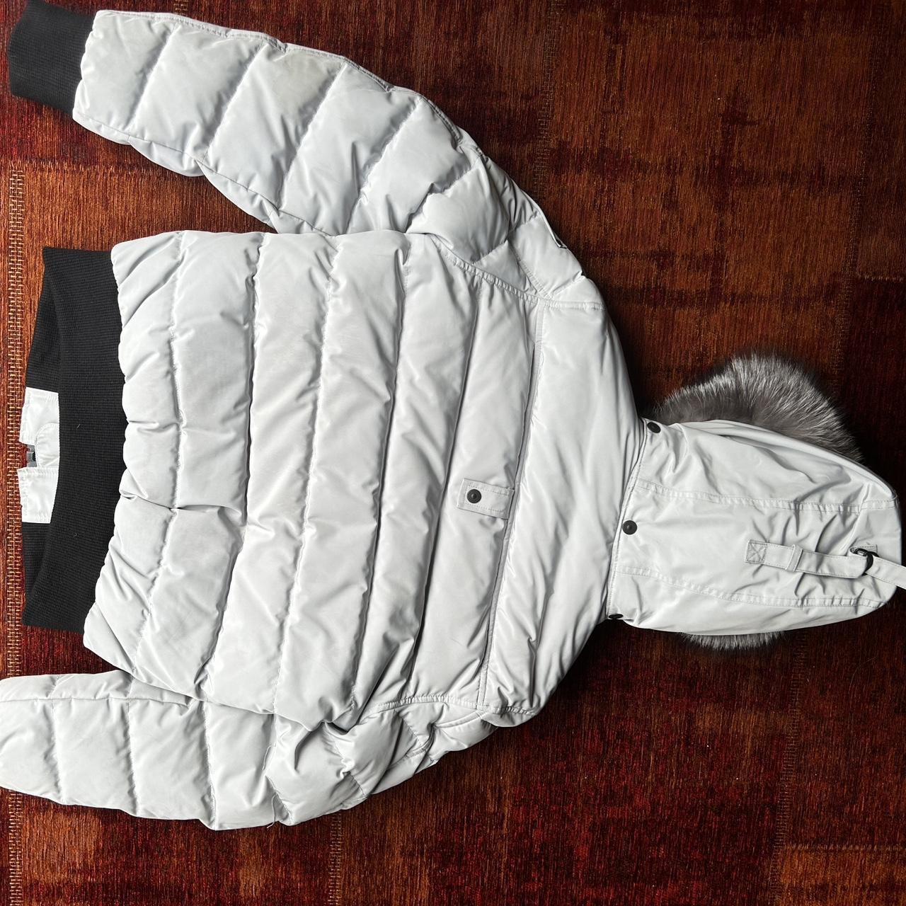 Moose knuckles grey puffer jacket with fur hood... - Depop