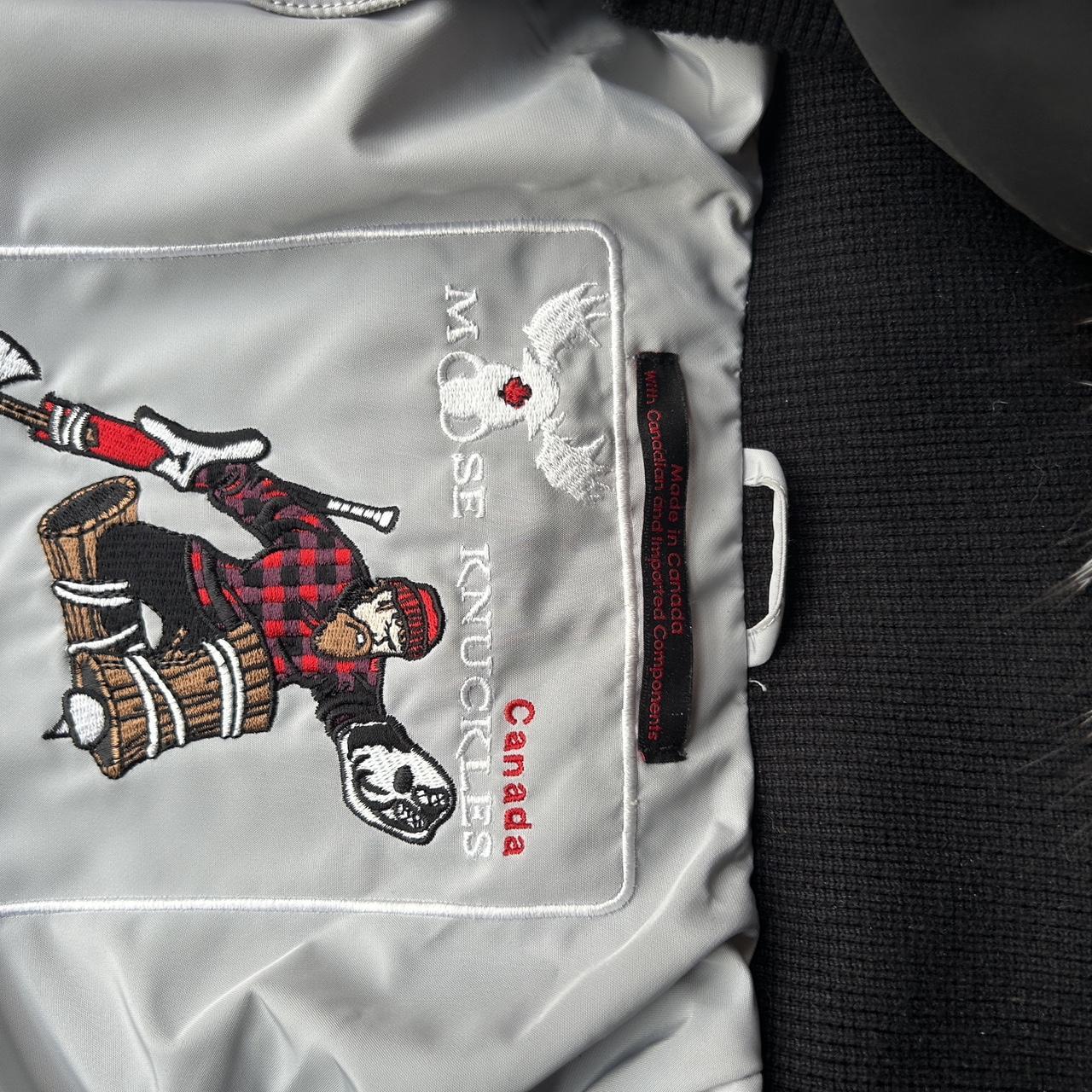 Moose knuckles grey puffer jacket with fur hood... - Depop