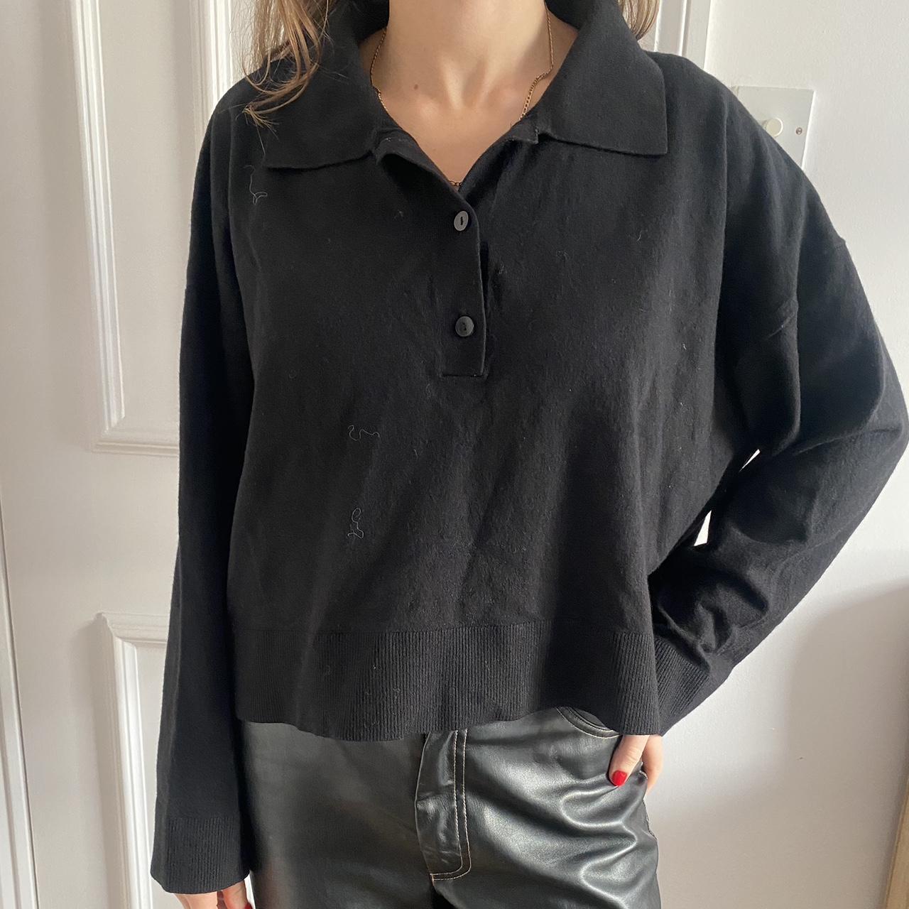 Weekday black polo top size small Worn a couple of... - Depop