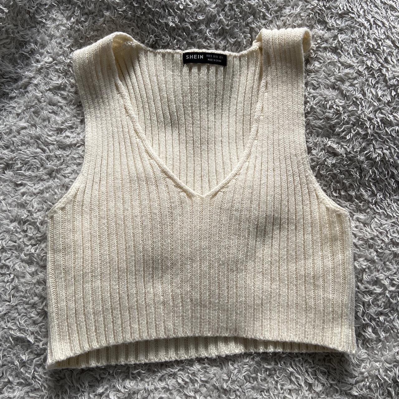 shein ribbed knit crop top size small best fits 6-8... - Depop