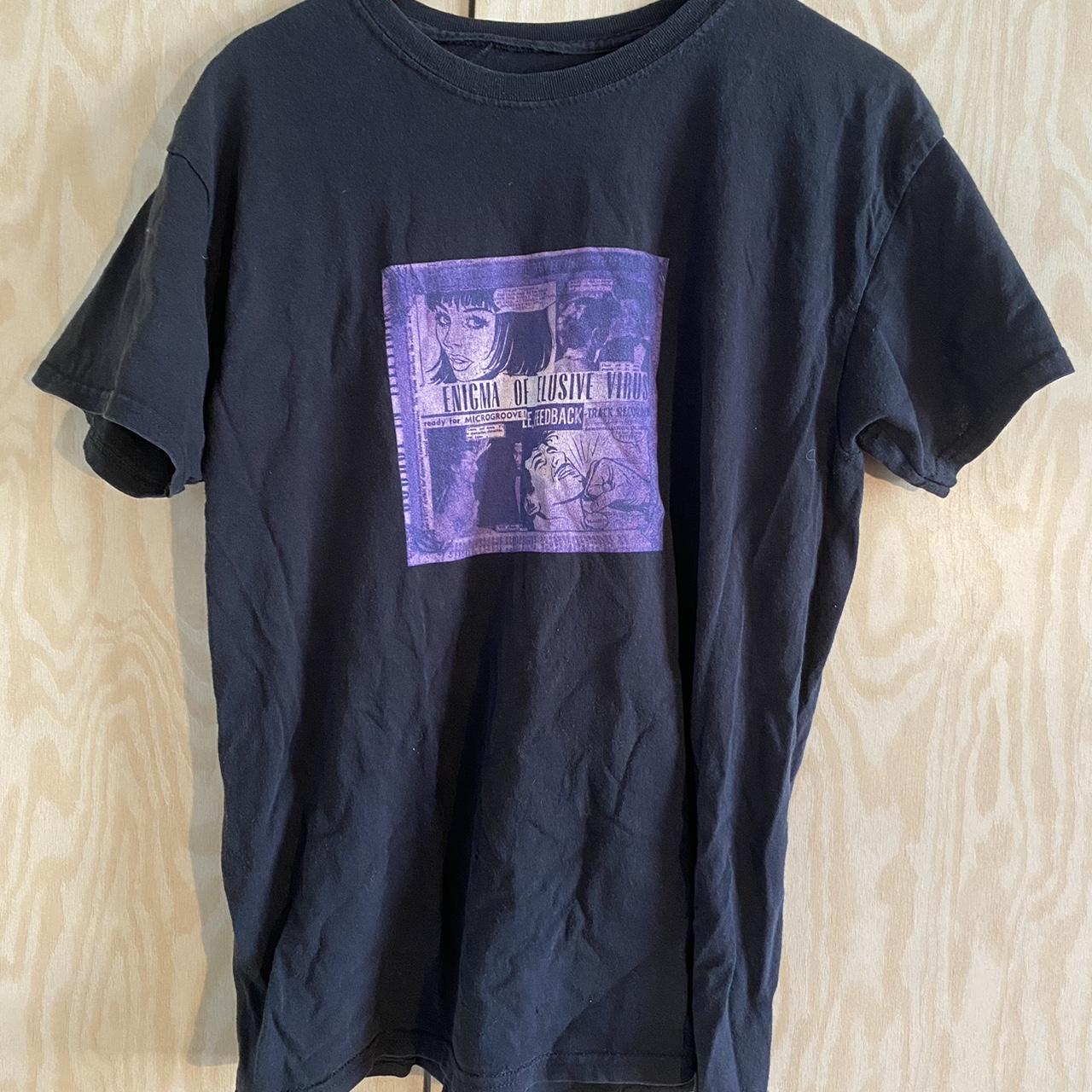 Black purple graphic tee, very unique graphic, comfy... - Depop
